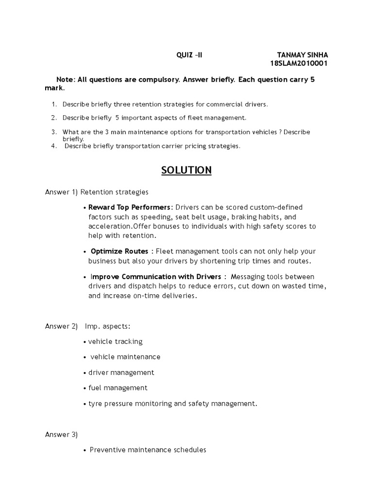 Solution: Quiz - Ii Tanmay Sinha 18SLAM2010001 Mark | PDF | Technology & Engineering