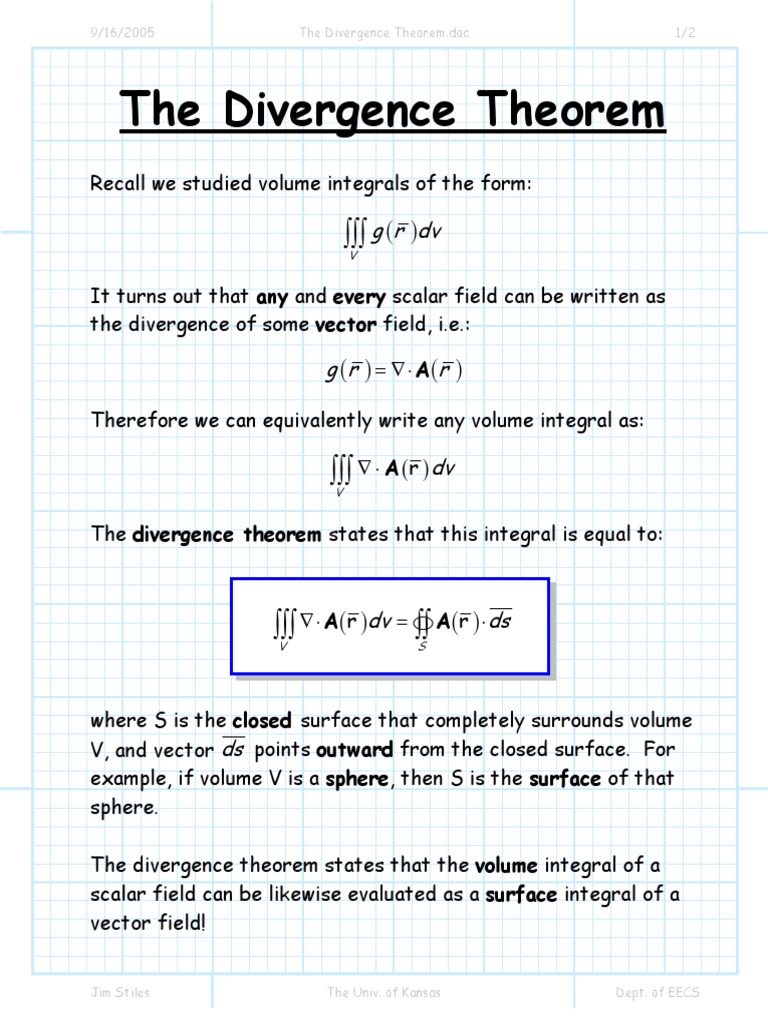 Understanding the Divergence Theorem | PDF