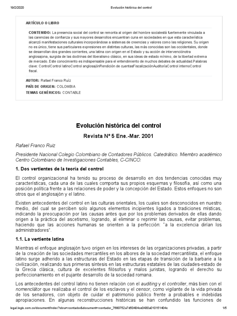 EVOLUCION HISTORICA DEL CONTROLEvolución Rafael Franco Ruiz | PDF ...