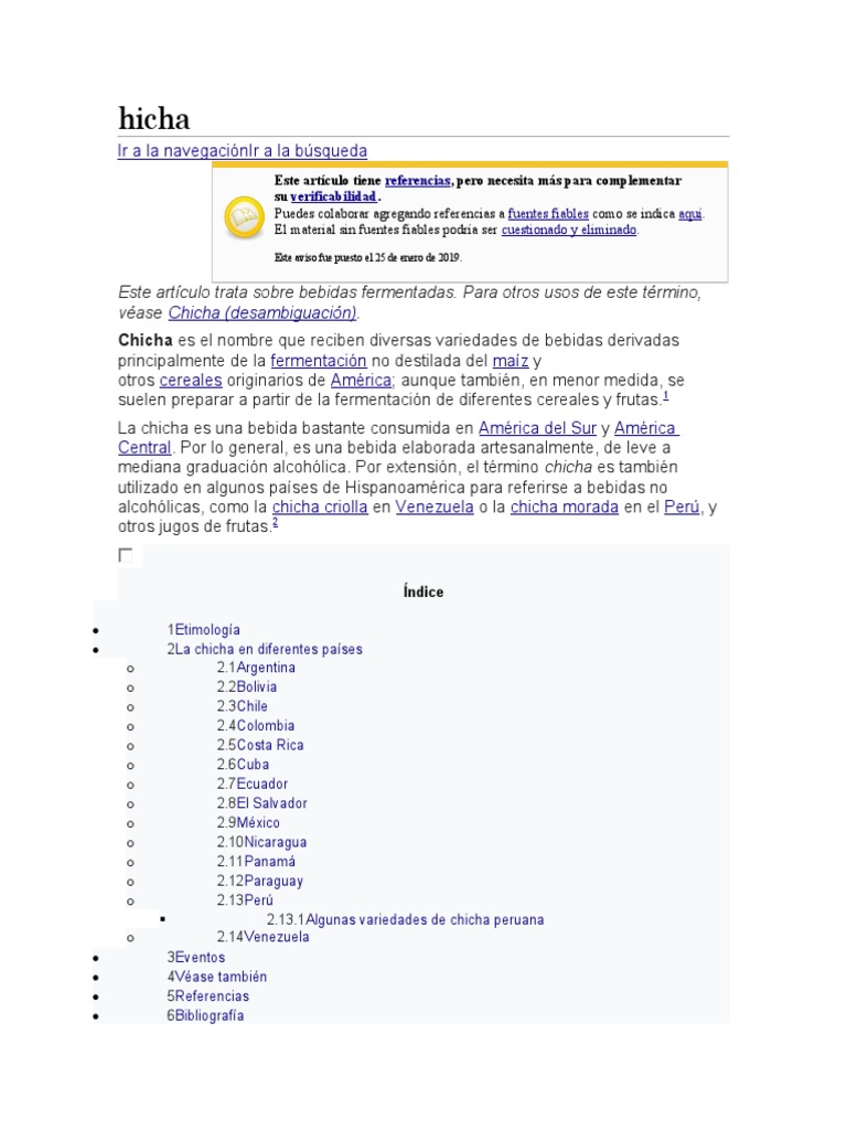 Chicha | PDF | Productos biotecnológicos | Comidas fermentadas
