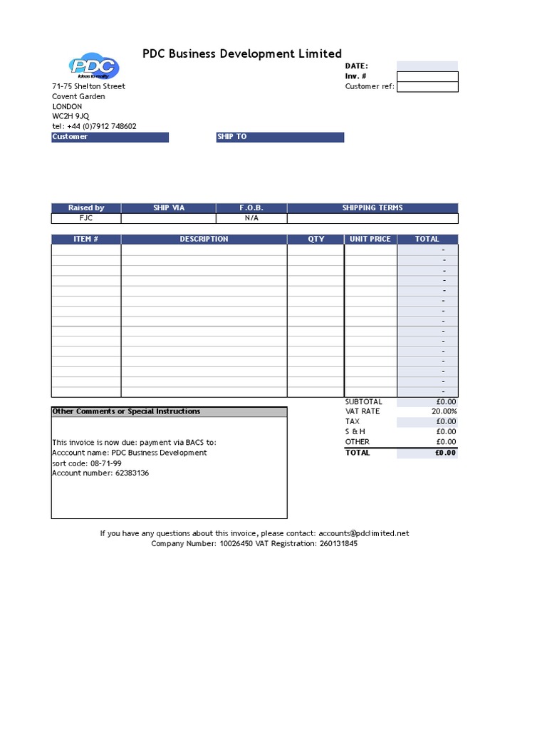 PDC Invoice Blank PDF | PDF | Taxes | Public Finance