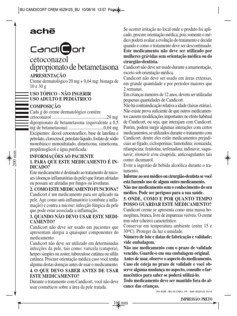 Candicort Creme Dermatologico 06 10 201665 | PDF | Infecção | RTT