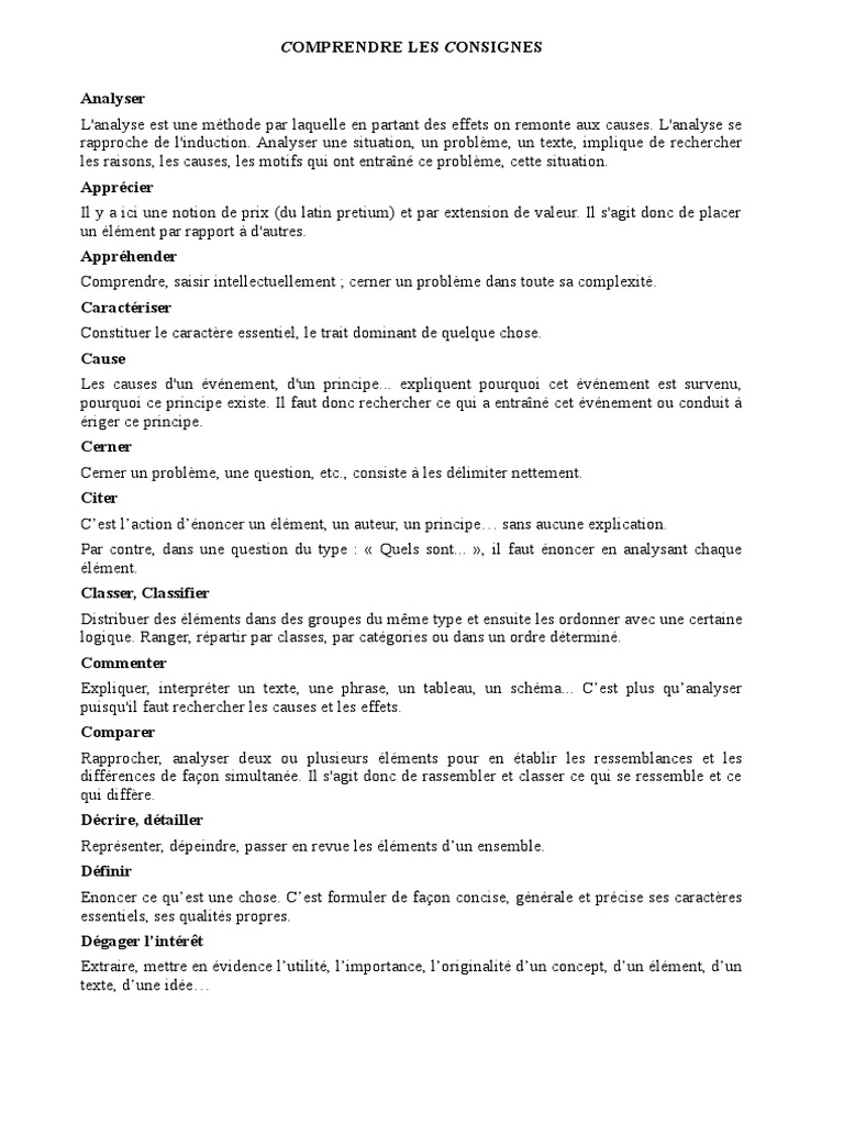 Fiche Outil Comprendre Une Consigne - Odt | PDF | Définition | Verbe