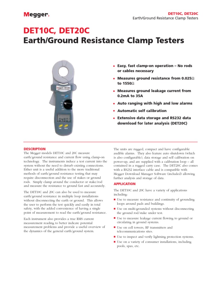 Megger DET10C/20C Ground Testers | PDF | Calibration | Software Testing