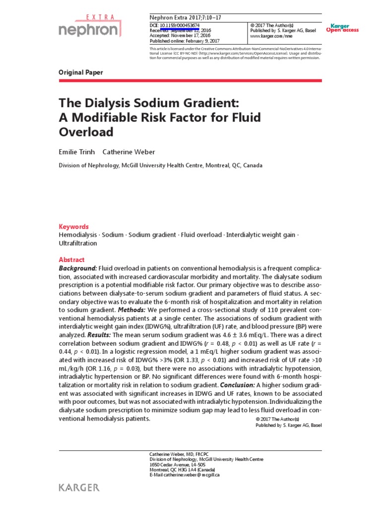 The Dialysis Sodium Gradient: A Modifiable Risk Factor For Fluid ...