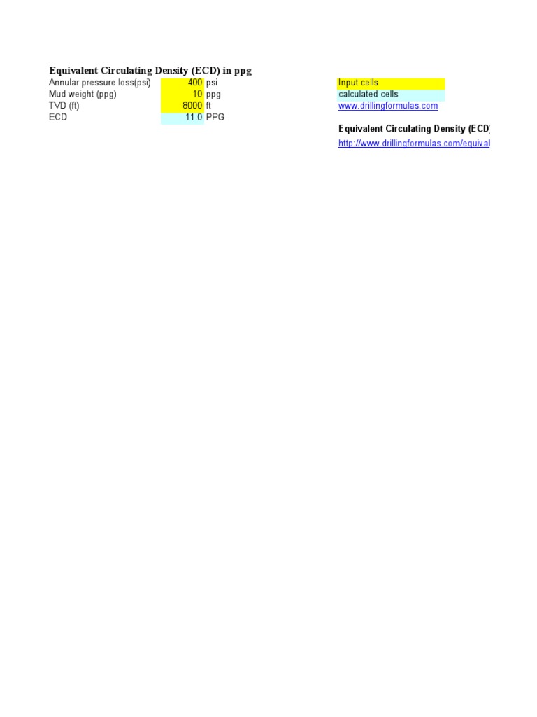 Equivalent Circulating Density Calculation Pdf