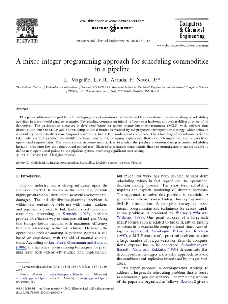 A Mixed Integer Programming Approach For | PDF | Mathematical ...
