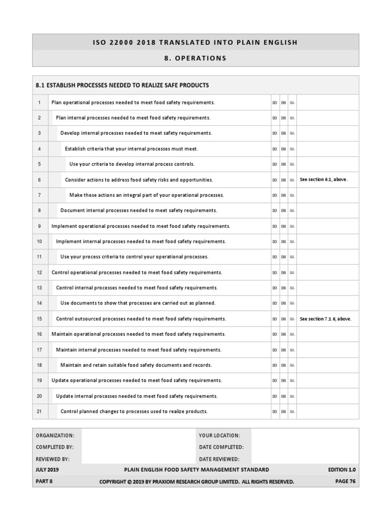 Iso 22000 2018 Sample8 PDF | PDF | Food Safety | Emergency