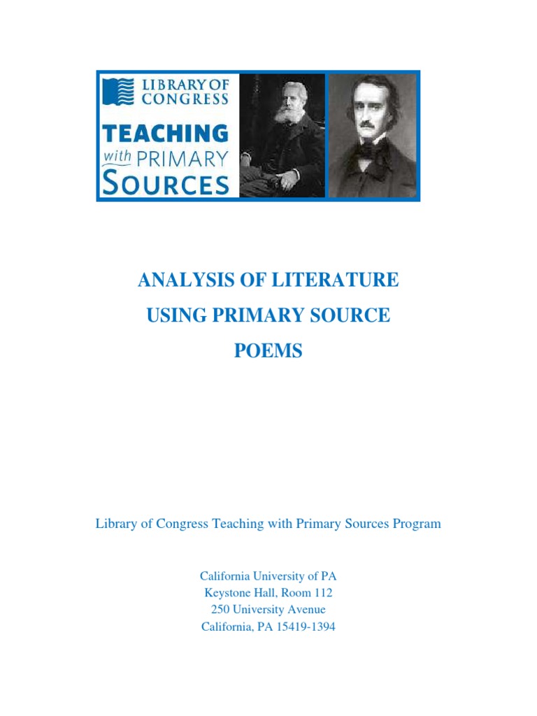 Analysis of Literature Using Primary Source Poems: Library of Congress ...