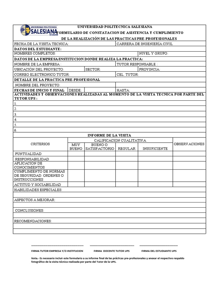Formulario de Visita Técnica | PDF | Business | Science