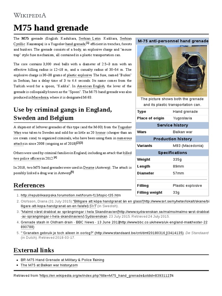 M75 Hand Grenade | PDF | Personal Weapons | Explosive Weapons