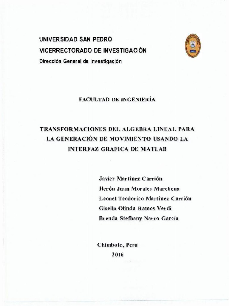 Transformaciones Del Algebra Lineal para La Generacion de Movimiento Usando La Interfaz Grafica ...