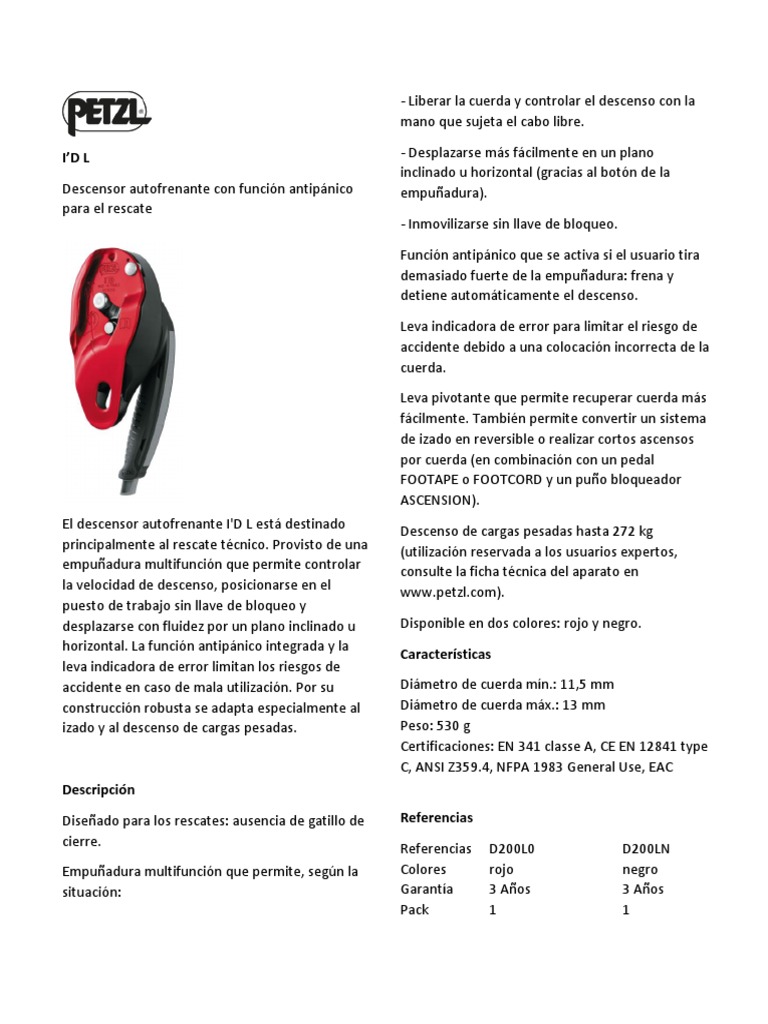 Ficha I'dl Petzl | PDF