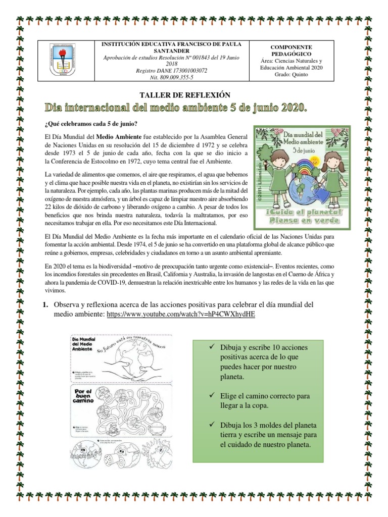 Taller sobre el Día Mundial del Medio Ambiente | PDF | Entorno natural ...