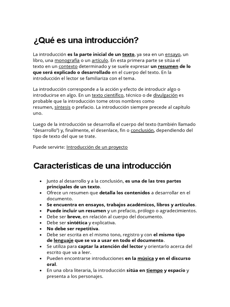 Características de la Introducción en Textos | PDF | Información ...