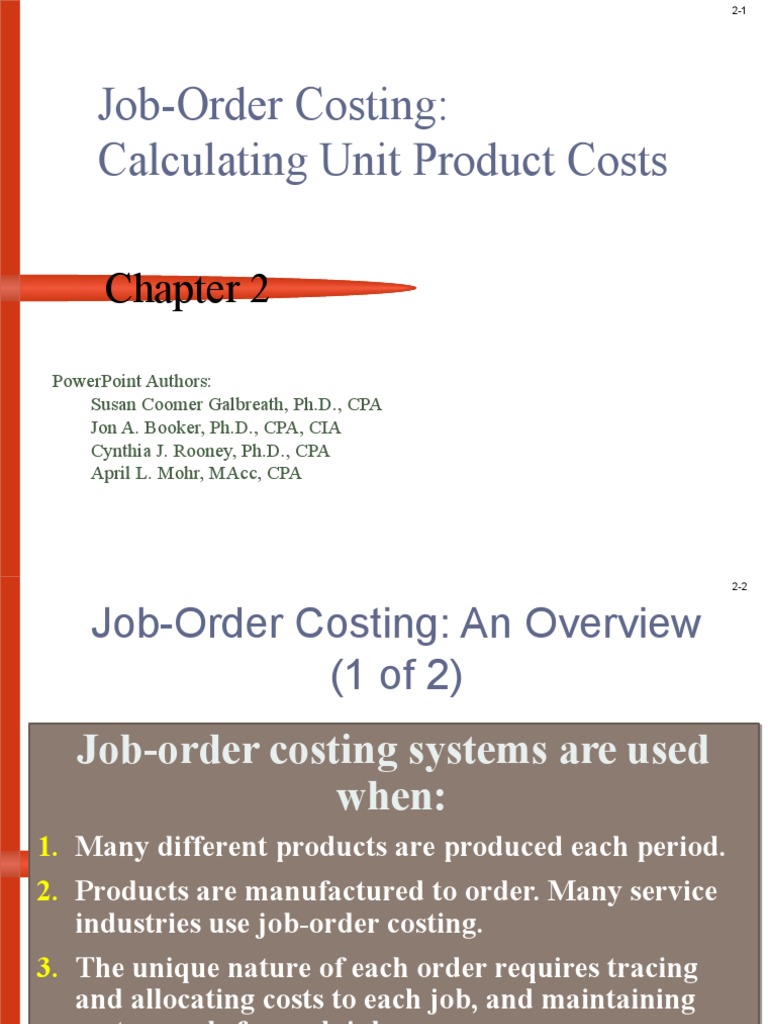 Job-Order Costing: Calculating Unit Product Costs | PDF | Cost Of Goods ...