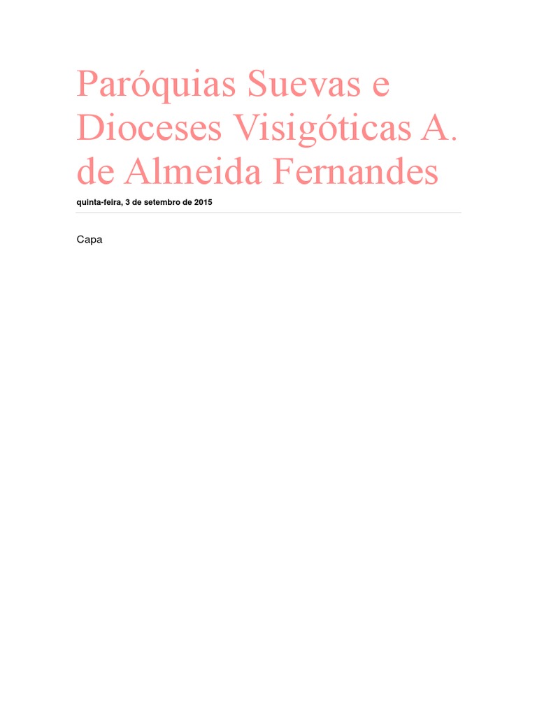 Paroquias Suevas e Dioceses Visigoticas PDF | PDF | Portugal | Tempo