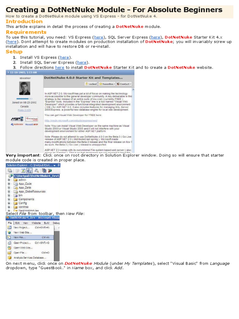 Creating A Dnn Module Pdf System Software Method Computer