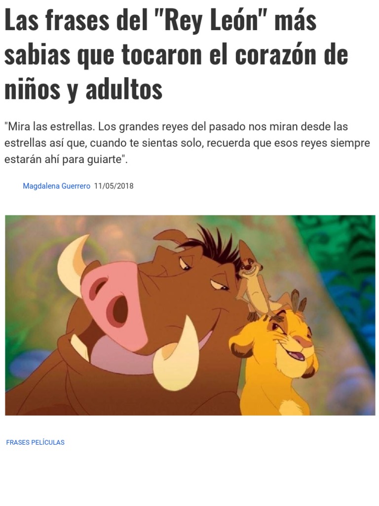 Las Frases Del - Rey León - Más Sabias Que Tocaron El Corazón de Niños ...