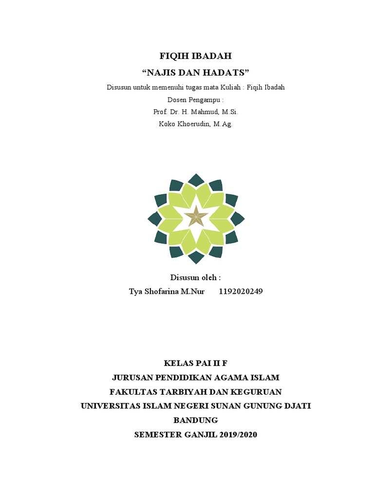 Fiqih Ibadah Najis Dan Hadats Tya Shofarina 1192020249 | PDF | Agama ...