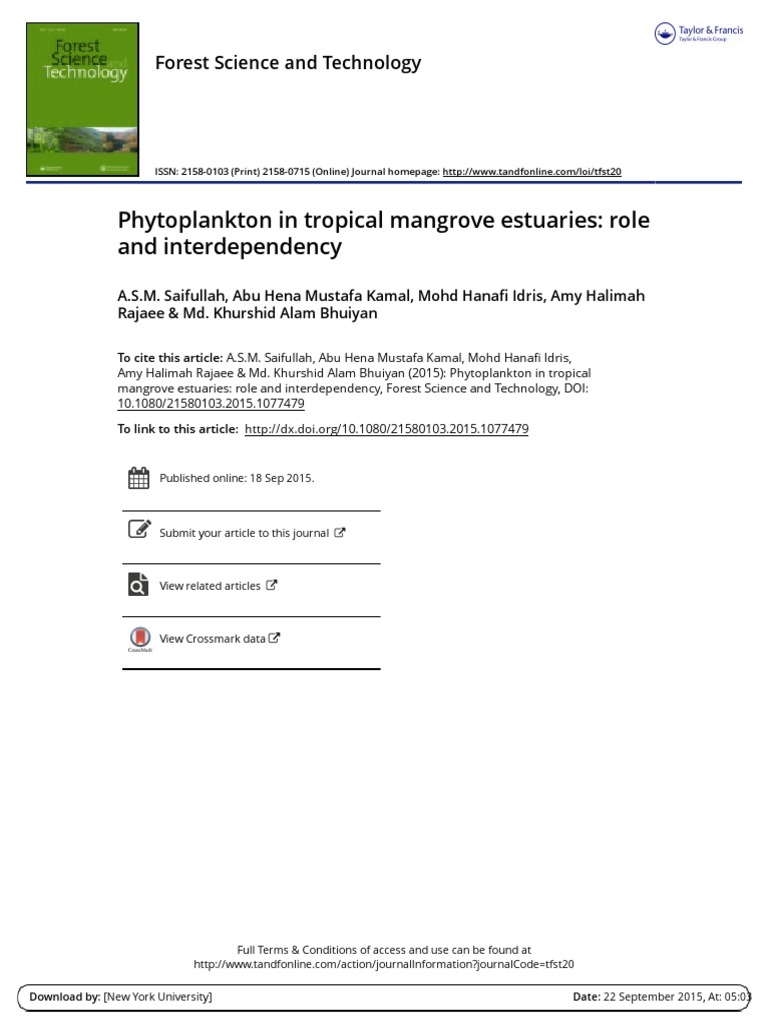 Phytoplankton in Tropical Mangrove Estuaries - Role and Interdependency ...