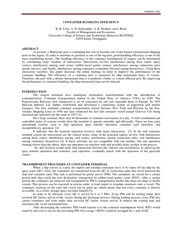 Container Handling Efficiency PDF | PDF | Trailer (Vehicle) | Port