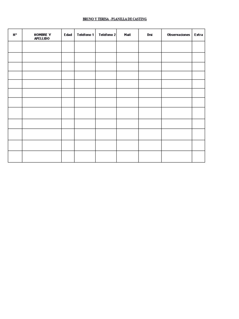 Planilla Casting Terminado PDF | PDF