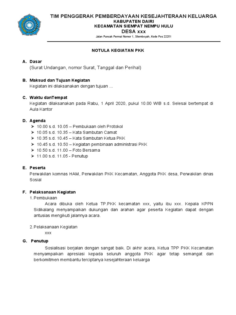 Buku Notulen PKK | PDF