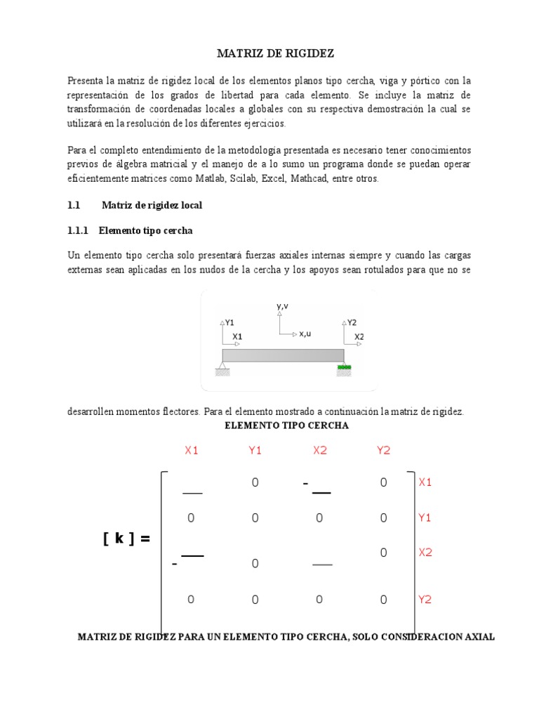 Matriz de Rigidez | PDF | Rigidez | Braguero