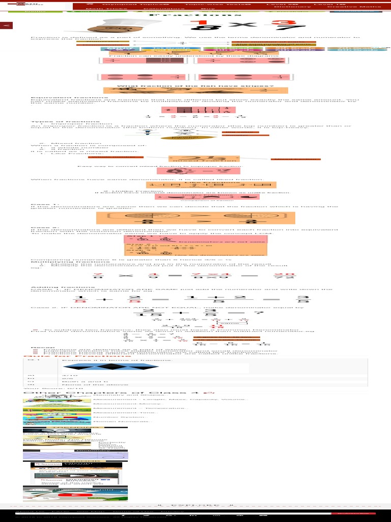 Fractions: Other Chapters of Class 4 | PDF | Fraction (Mathematics ...