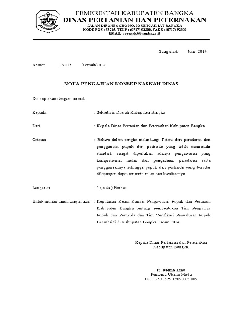 Nota Pengajuan Konsep Naskah Dinas | PDF