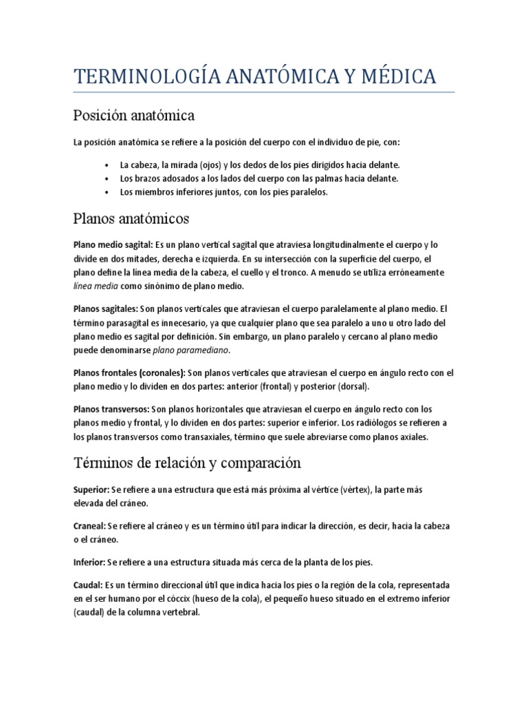 Terminología Anatómica y Médica | PDF | Términos anatómicos de ...
