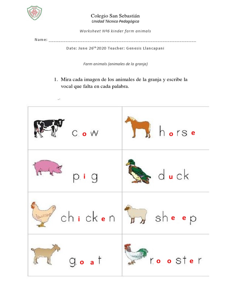 Guia #6 Farm Animals | PDF