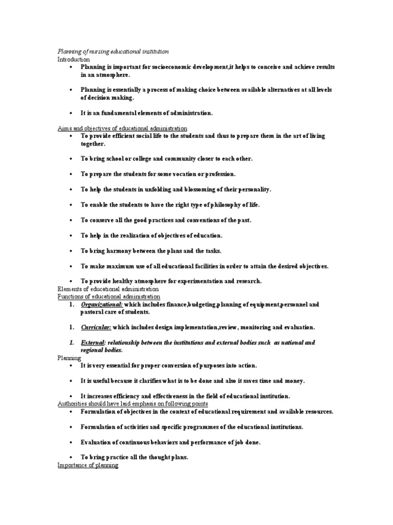 Planning Nursing Educational Institutions | PDF | Nursing | College