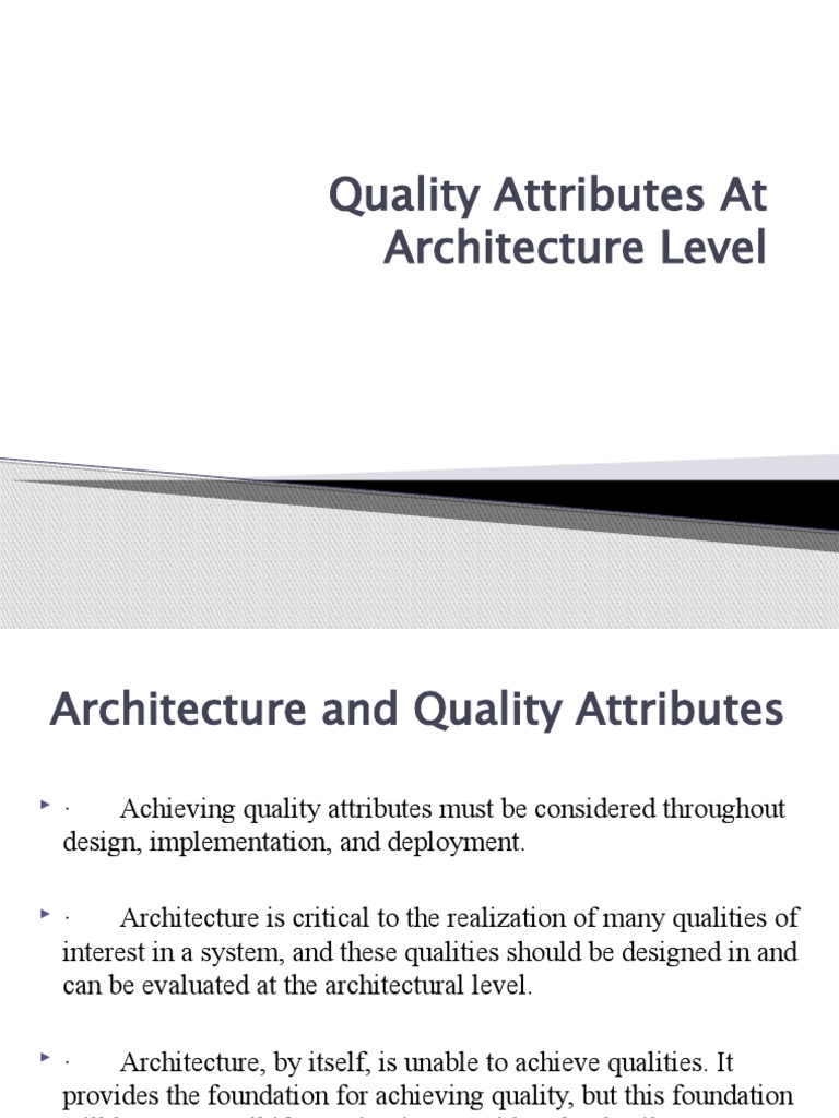 Quality Attributes at Architecture Level | PDF | Software Architecture ...