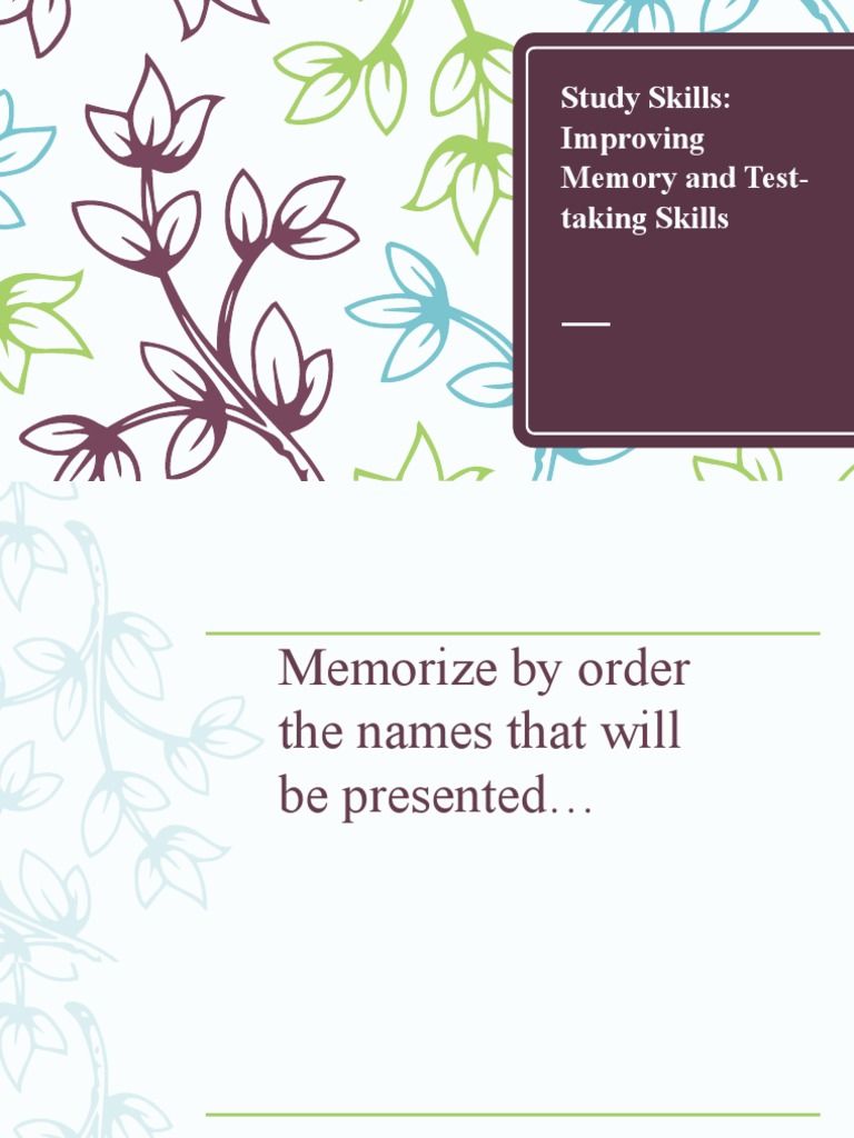 Study Skills: Memory & Test Tips | PDF