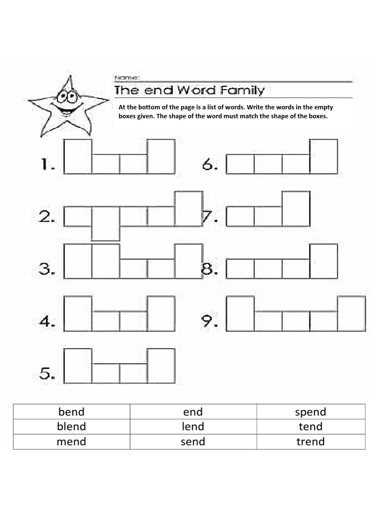 Word Family 'End' Worksheet