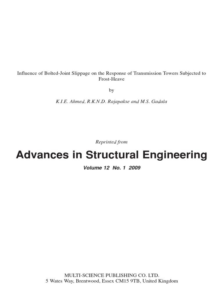 Bolted-Joint Slippage in Towers | PDF | Structural Analysis | Truss