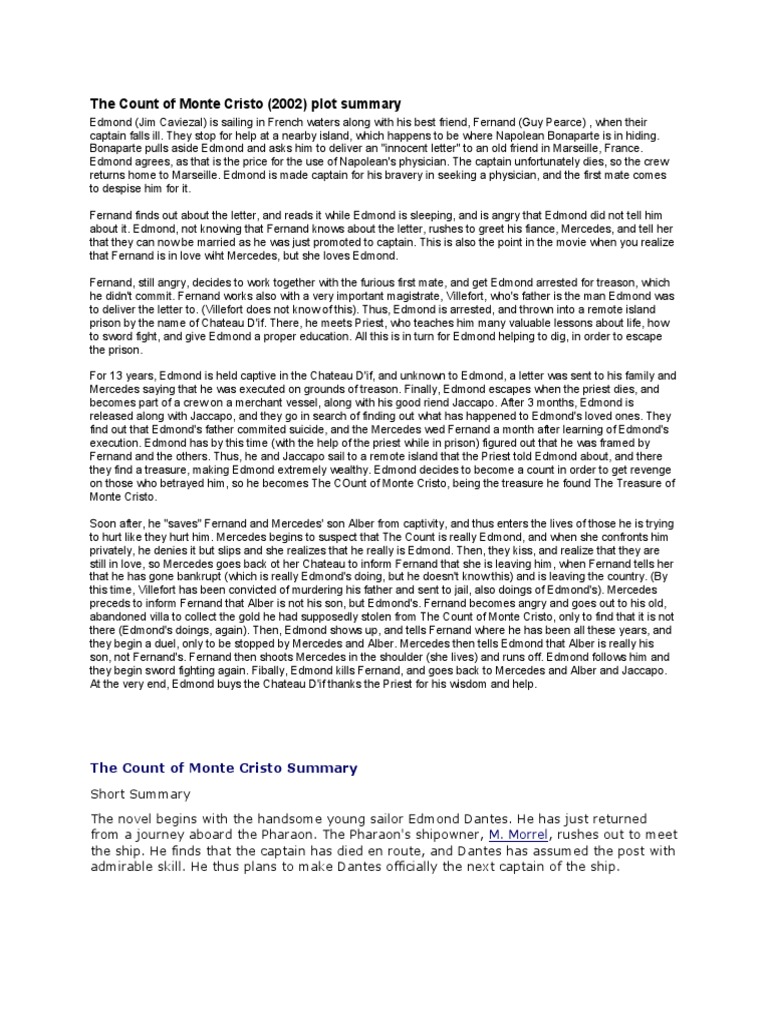 The Count of Monte Cristo Plot Summary | PDF | The Count Of Monte Cristo