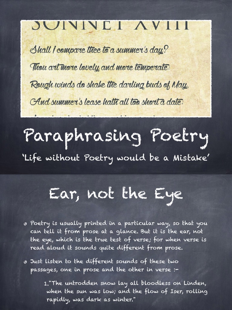 Paraphrasing Poetry: Life Without Poetry Would Be A Mistake' | PDF