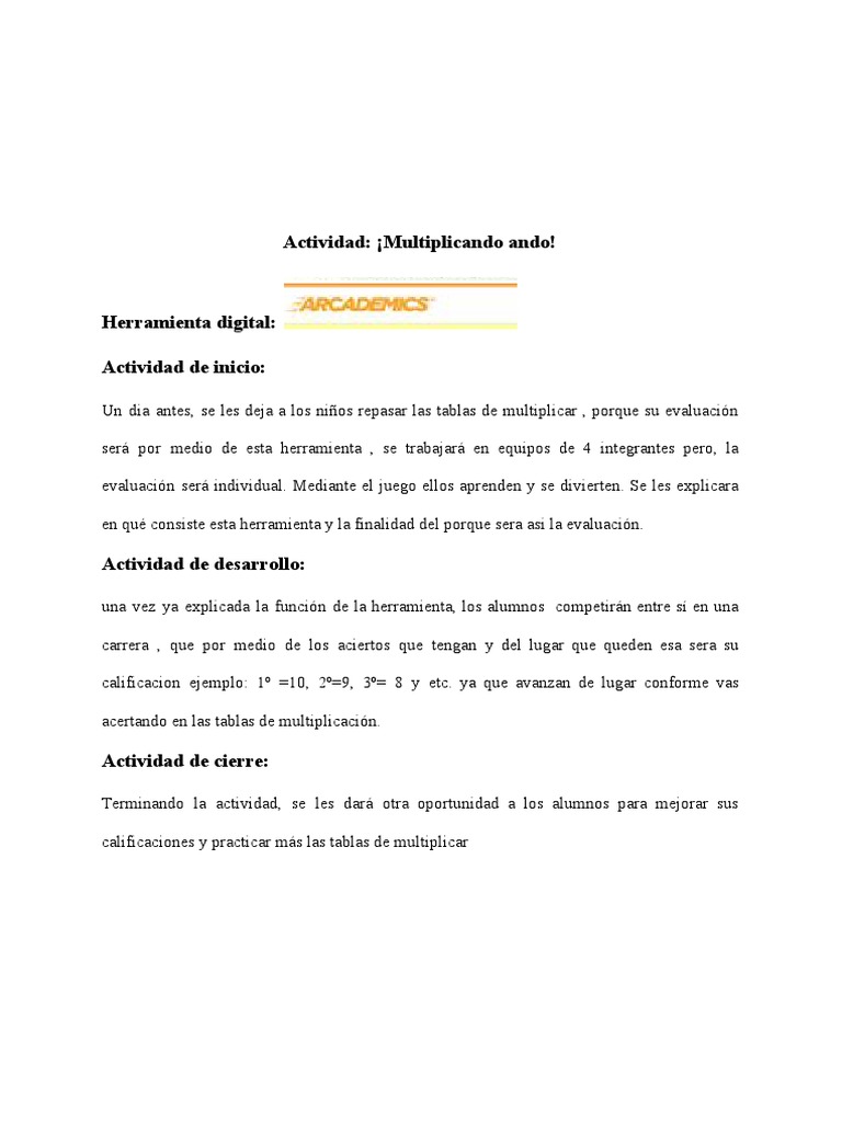 Actividad - ¡Multiplicando Ando | PDF