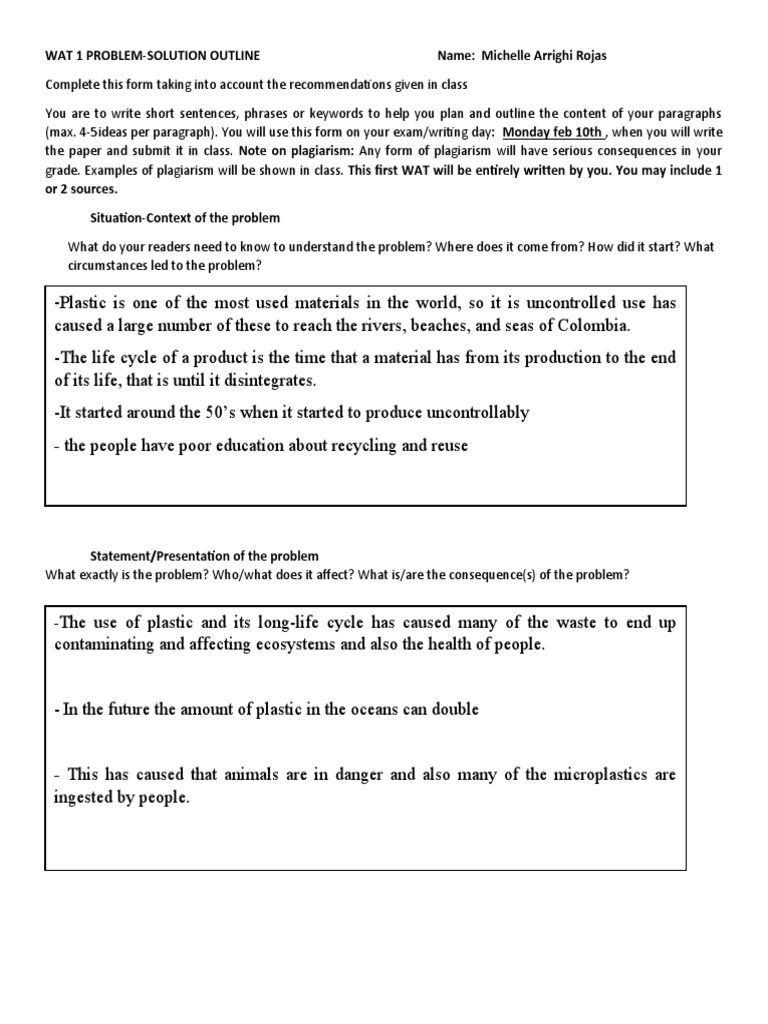 Outline For The Problem-Solution Paper | PDF
