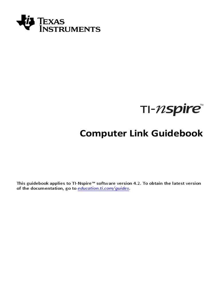 TI-Nspire ComputerLink Guidebook EN | PDF | Screenshot | Computer File