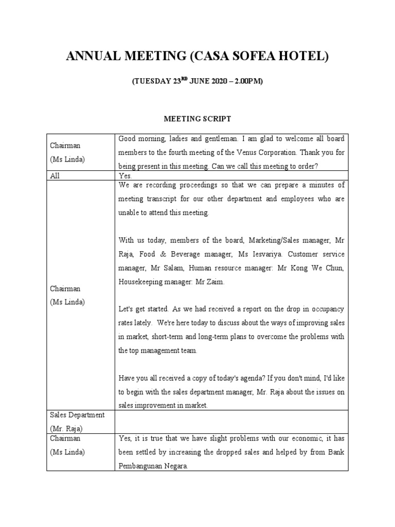 EOP Meeting Script | PDF | Business | Economies