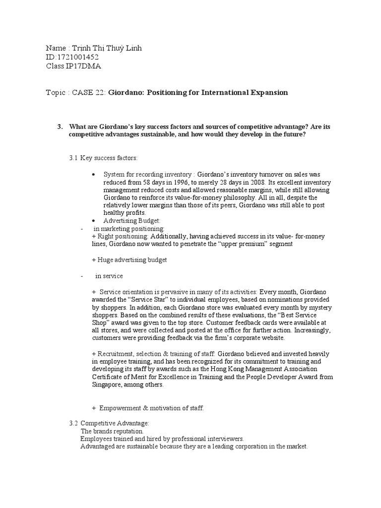 Case Study 22 | Download Free PDF | Competitive Advantage | Retail