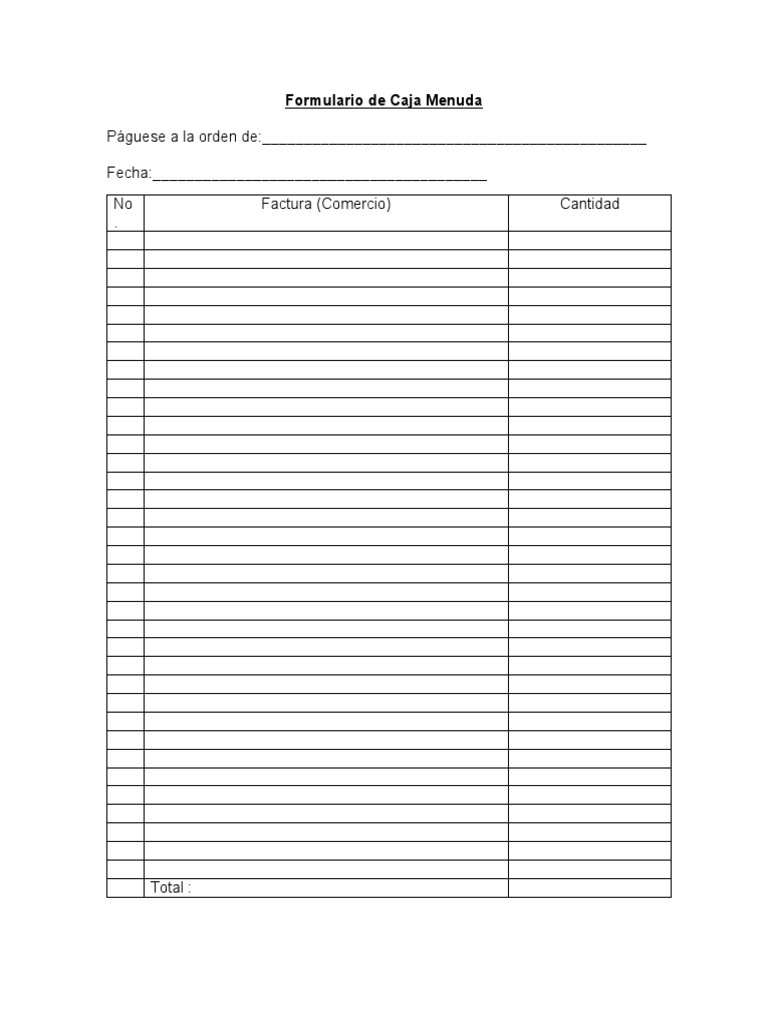 Formulario de Caja Menuda | PDF