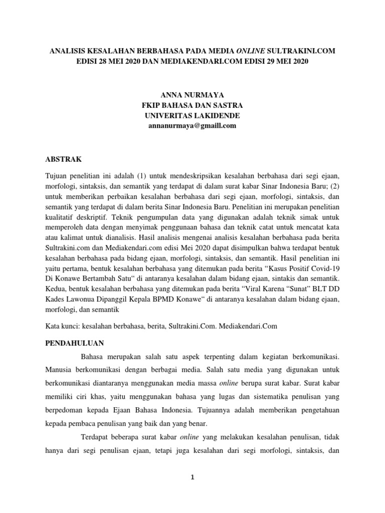 Analisis Kesalahan Berbahasa | PDF