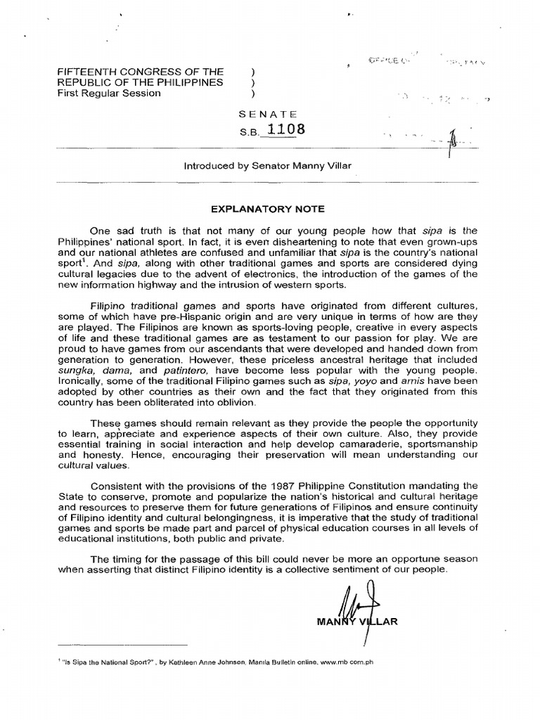 Explanatory Note: "Is Sipa The National Sport?" - by Kathleen Anne ...
