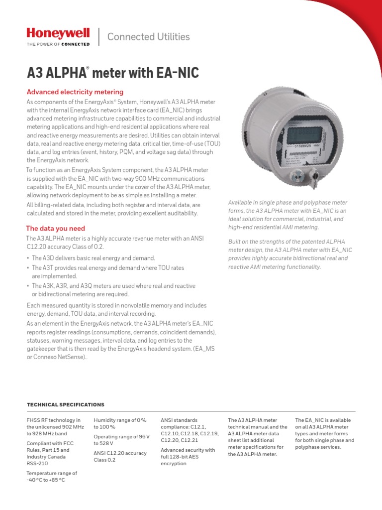 A3 Alpha Meter With EA-NIC: Connected Utilities | PDF | Information And ...