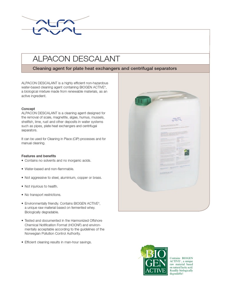 Alpacon Descalant: Cleaning Agent For Plate Heat Exchangers and ...